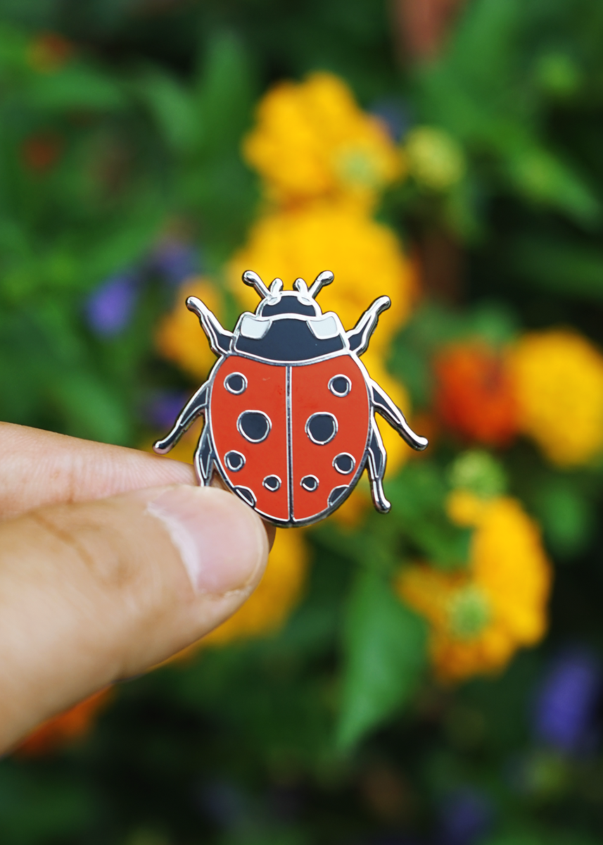 Carnal Flora Cherry Red Lady Bug Pin